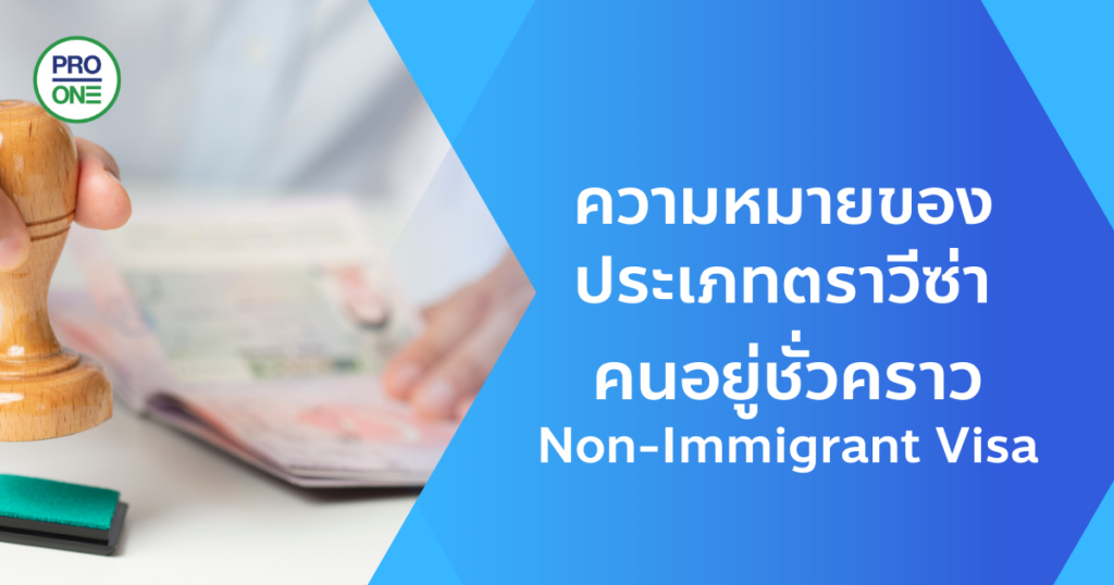 ความหมายของประเภทตราวีซ่า คนอยู่ชั่วคราว Non-Imm Visa – Professional One